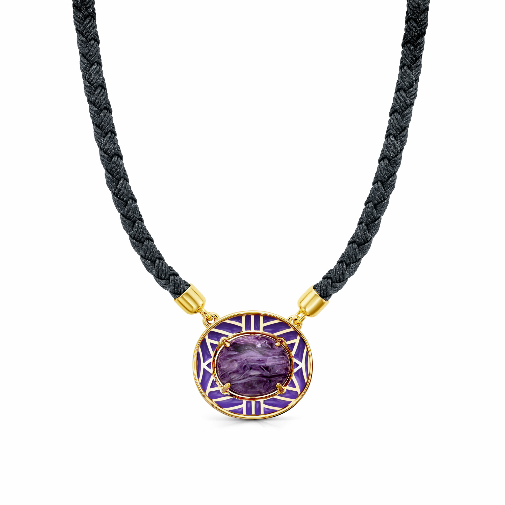 Колье, серебро, 925 проба, родирование, чароит