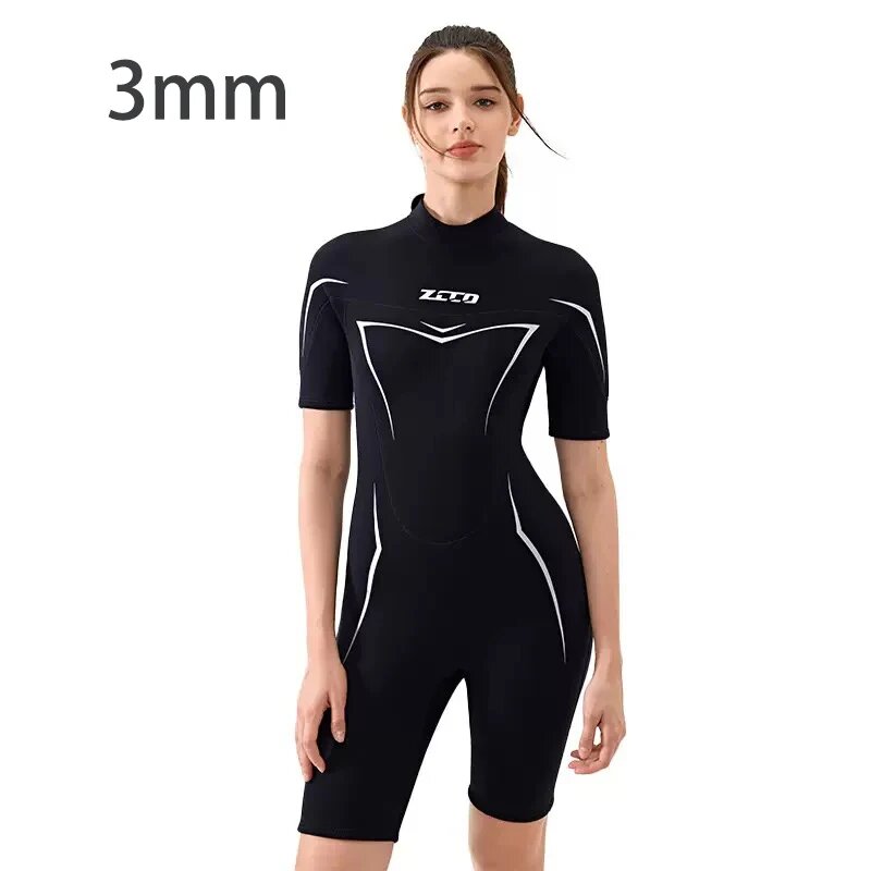 Неопренный короткий гидрокостюм 3мм/1,5мм Черный, XXXL, LS307-Black-Women
