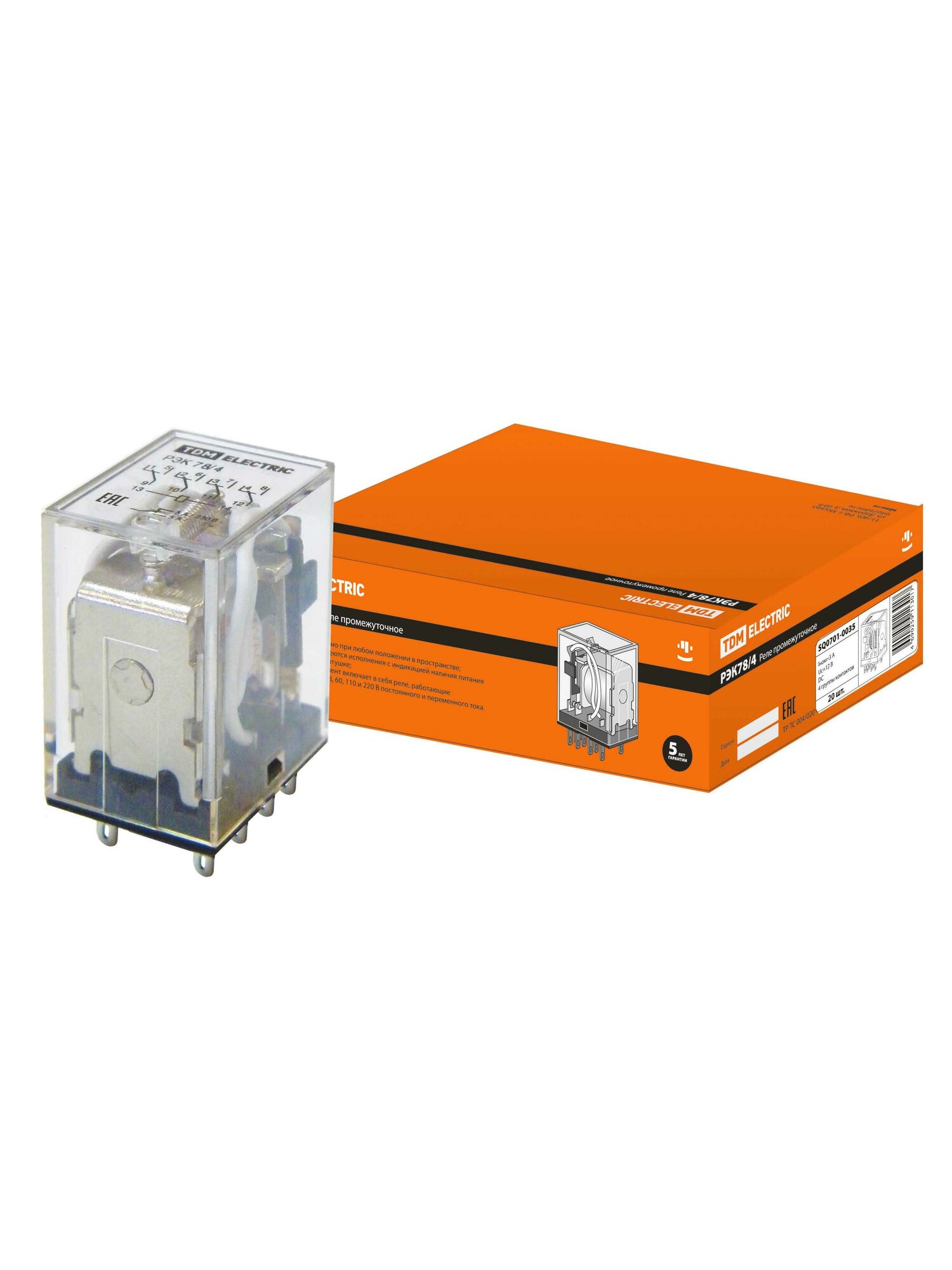Набор Реле промежуточные РЭК78/4 3А 12В DC TDM {SQ0701-0035} 1 шт (2 шт)