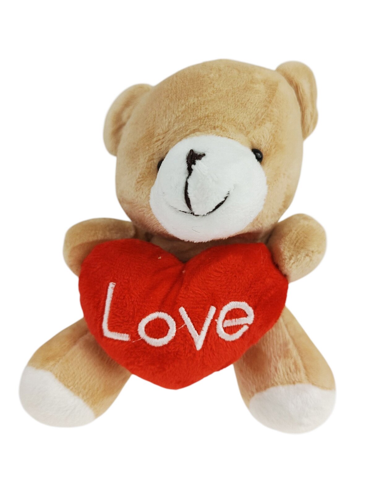 Игрушка мягкая Jile Toys Медвежонок с сердцем, бежевый, 17см