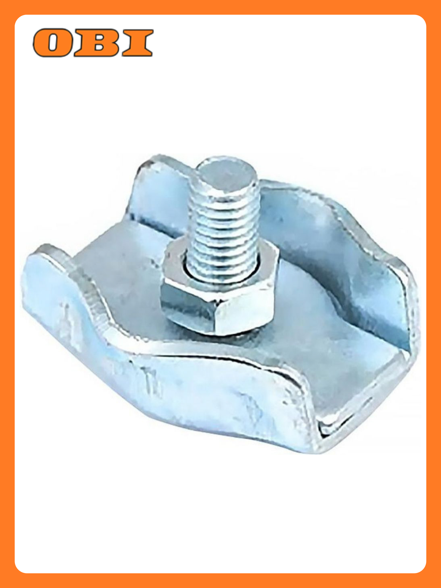 Зажим троса Fixbox Simplex, сталь, одинарный, плоский, с болтом и гайкой, серый, 6 мм