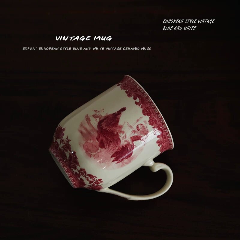 【Британские винтажные изделия】Экспортная керамическая кружка в европейском стиле с ретро-узором в виде петуха, чашка