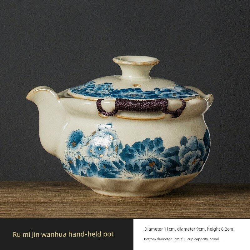 Традиционный чайный набор Ruyao с золотыми цветами, ручной чайник для домашнего заваривания
