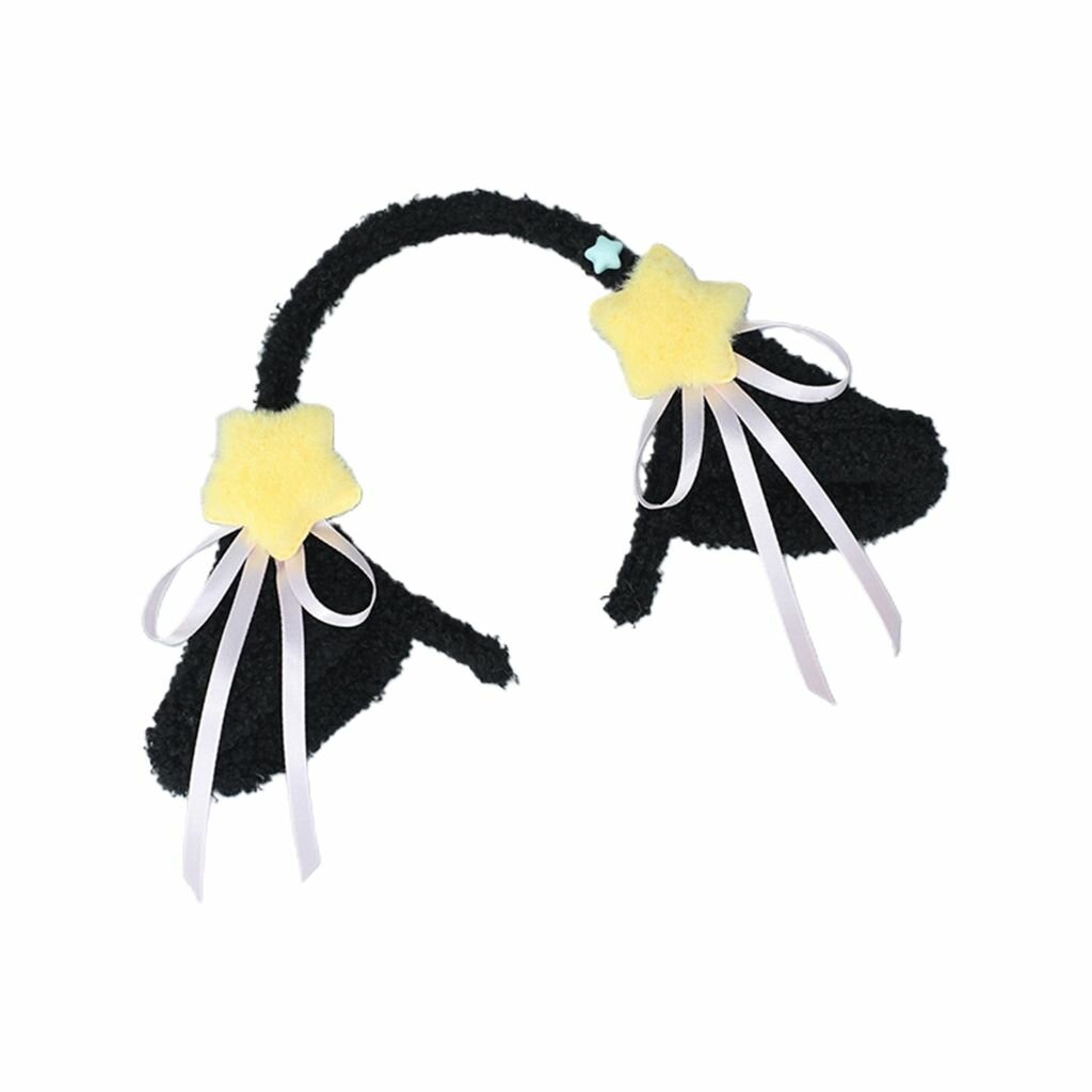 Плюшевая повязка для косплея с ушками ягненка-черный