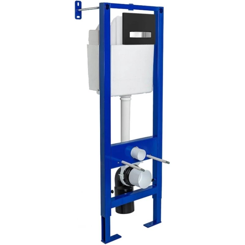 Инсталляция для унитаза Berges Atom Line 410 040342 с кнопкой смыва, черный матовый/хром