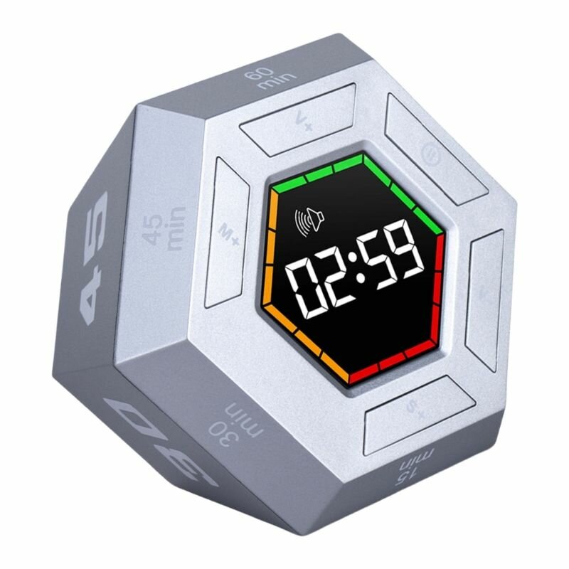 Визуальный флип-электронный шестиугольный таймер time timer со светодиодным цифровым дисплеем timer-серебристый