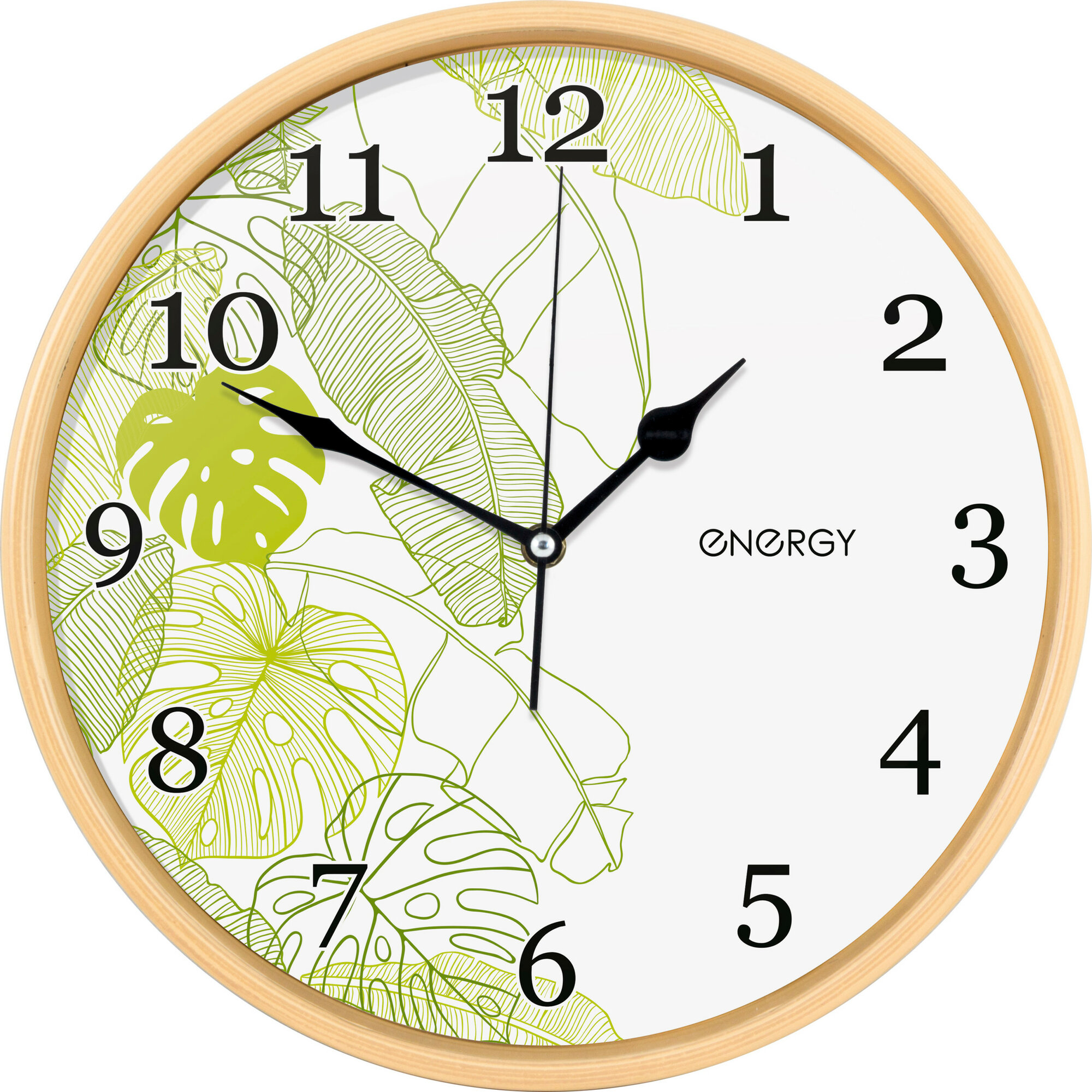 Часы настенные ENERGY ЕС-108, круглые, D320 мм, пластик, бежевые с рисунком