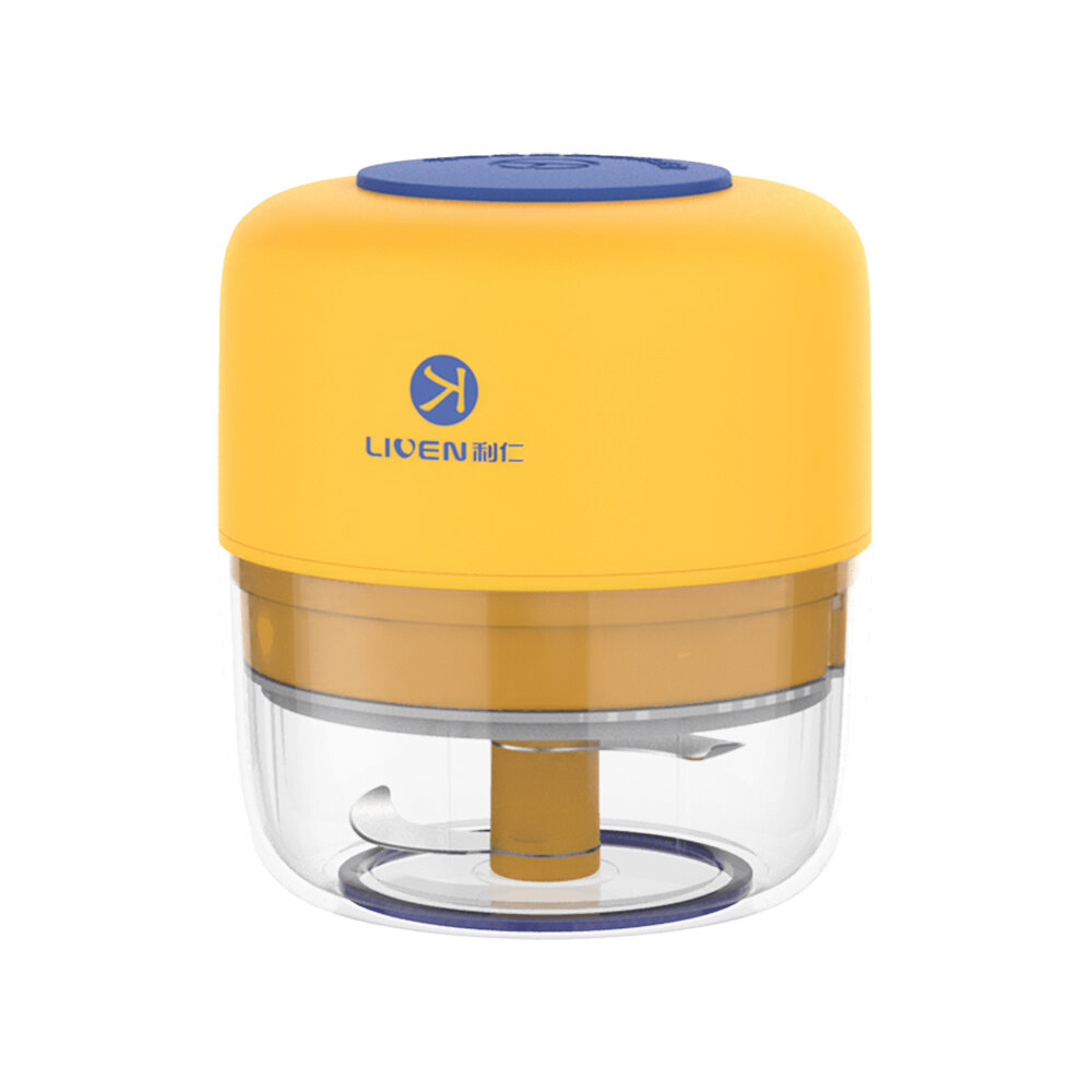 LIVEN Electric Food Mixer 100/250mL Wireless Mixer Fruit Vegetable Meat Portable Baby Food Blender Mini Juice Blender Machine Stainless Steel Blades Yellow