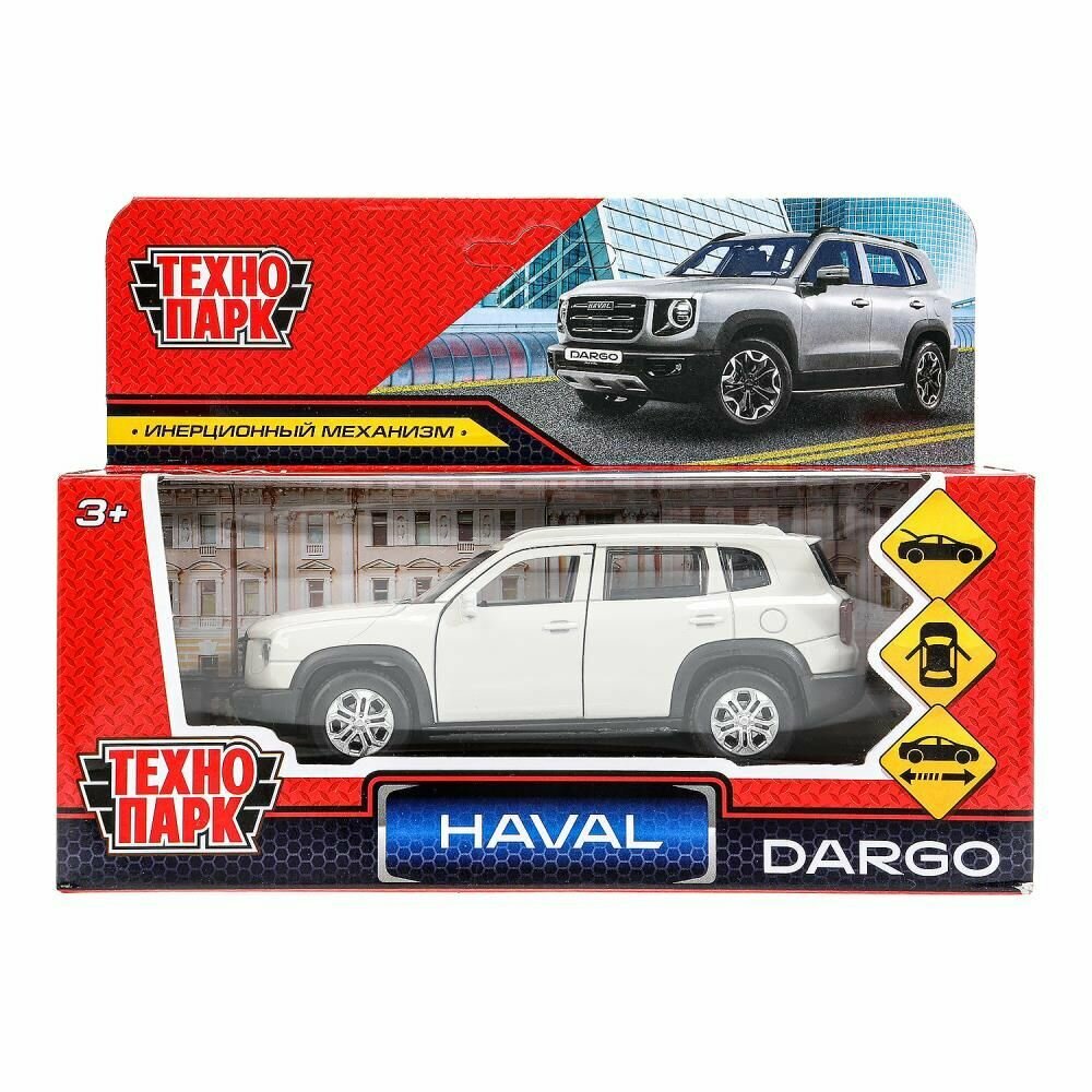 Машина металлическая HAVAL DARGO Технопарк (12 см, двери и багажник открываются, инерционный, светло-серый)