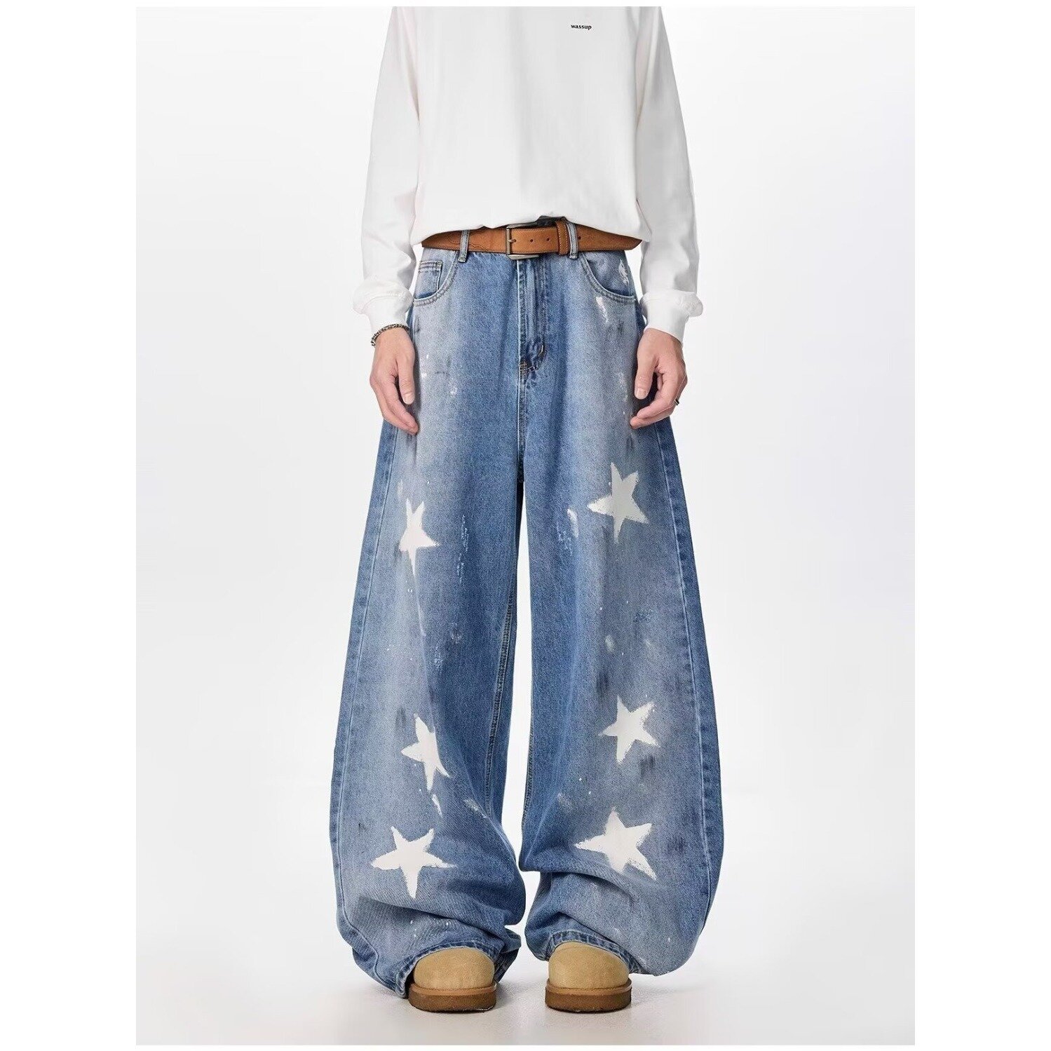 JYL Джинсы Женские Карго Винтажные Большие Карманы Стильные Деним, Размер_S