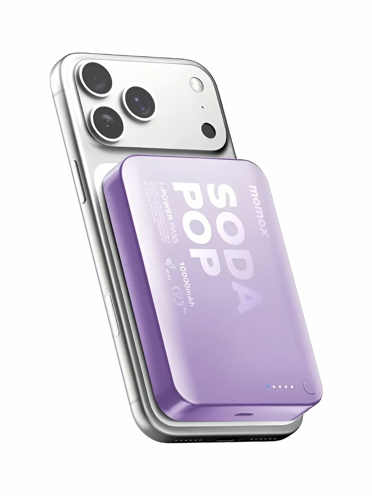 Магнитный внешний аккумулятор Momax 1-Power Pass 10000mAh (IP166) - фиолетовый