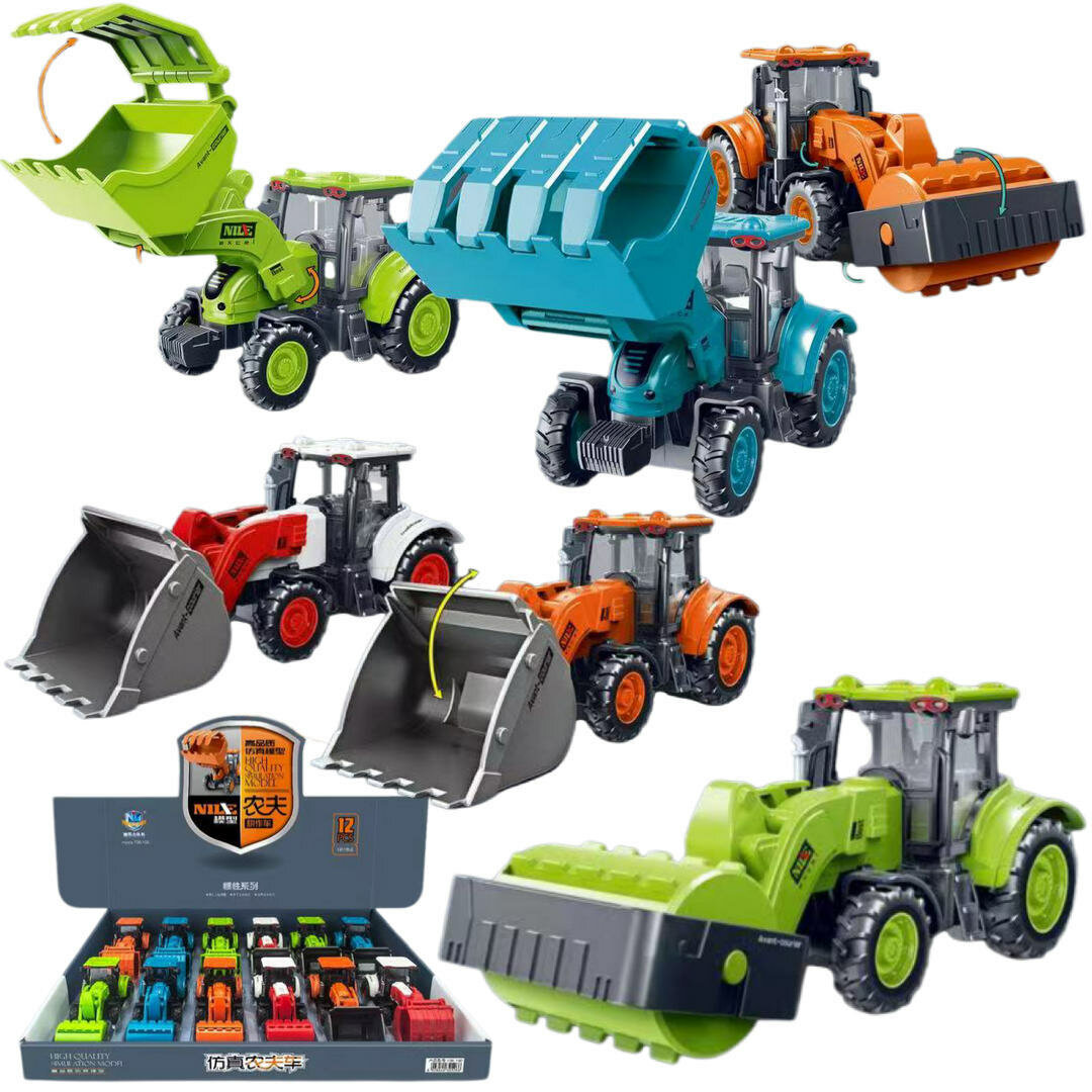 Набор из 12 предметов: инерционная сельскохозяйственная машина для обработки почвы 706-100, модель дорожного катка для мальчиков, детская игрушка.