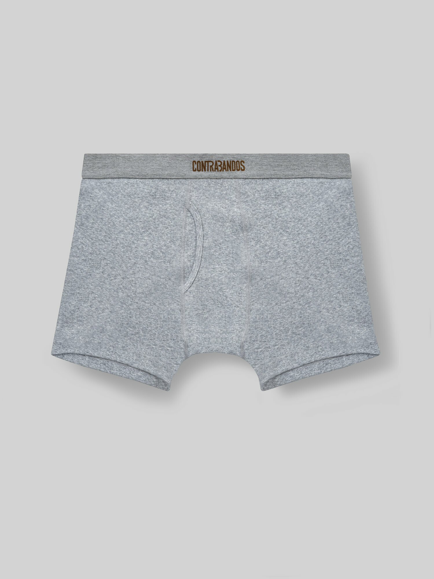 Трусы удлиненные BOXERS LONG RIB GREY MELANGE, в "рубчик"