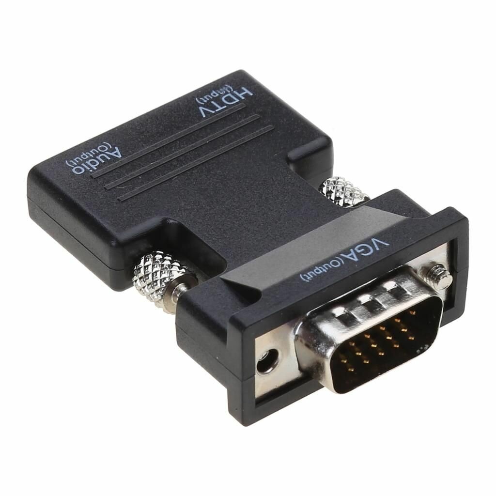 HDMI-COM TO VGA Adapter Converter 1080p Женский мужчина для ПК Ноутбук телевизионный проектор видеоплеер видеоплеер, - Черный без линии