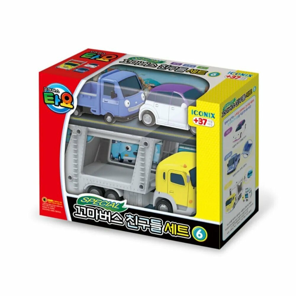 ICONIX Маленький автобус Тайо - Друзья: Специальный набор из 3 игрушек, сет 6 (Тичи, Ырат, Кэрри) / TAYO Little Bus Friends Special 3 pcs Toy Set 6 -CA