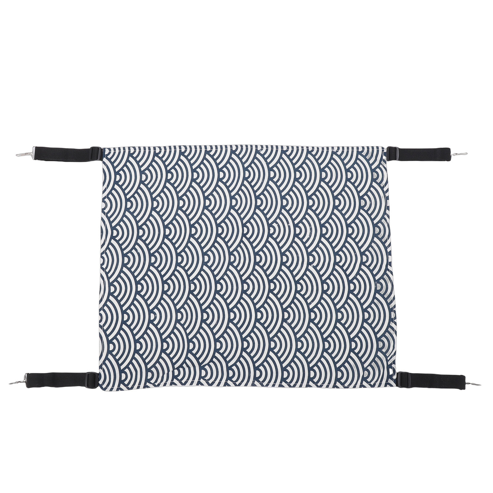 Гамак для кошачьей клетки из льна и искусственного флиса, двусторонний, регулируемый, мягкий, подвесной, для котят, маленьких собак и кроликов, больших размеров (58 x 48 см / 22,83 x 18,9 дюйма), синие полосы.