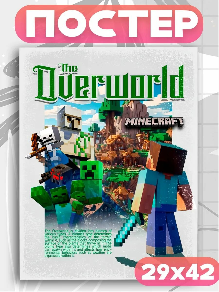 Постеры на стену для интерьера Minecraft, плакат 1шт, А3 размер.