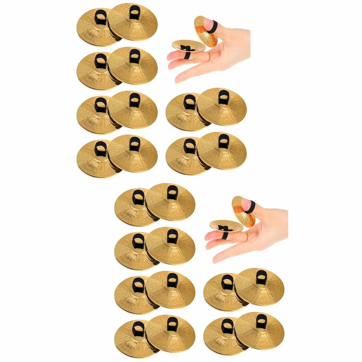 Золотистые мини цимбалы для пальцев, 20 предметов