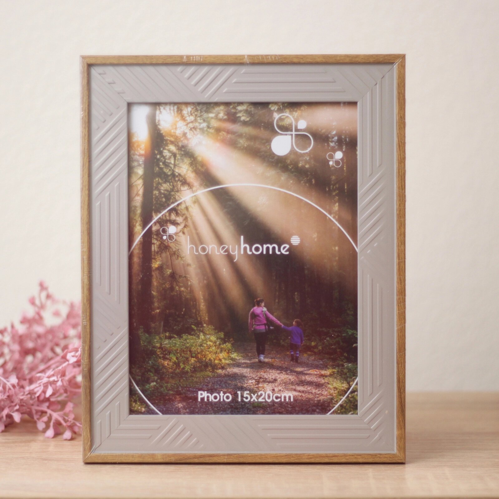 Фоторамка «honeyhome» 15x20 см, пластик, цвет темно-серый, с геометрическим узором, подставка