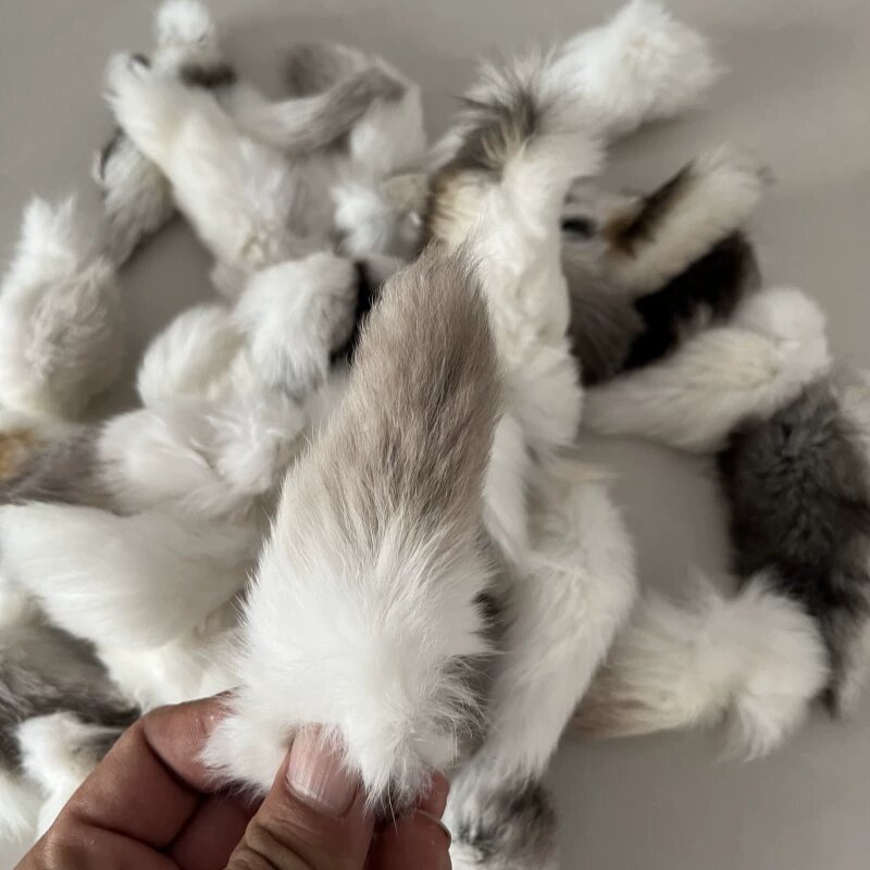 Игрушка для кошек, натуральный цвет, настоящий хвост кролика, для обогащения ароматами, для нюхания, жевания,