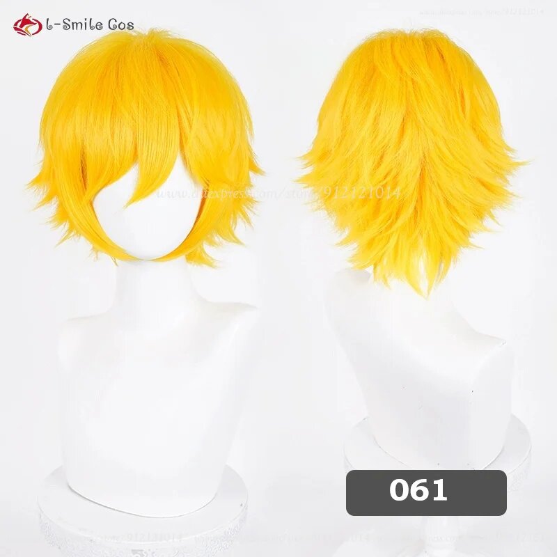 Высокое качество, желтый, оранжевый, улучшенный, с откидными концами, 32 см, парик для косплея 061