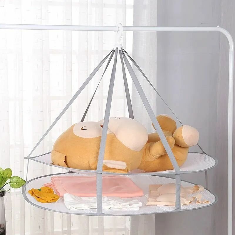 Простой двухслойный складной сетчатый сушильный коврик для одежды