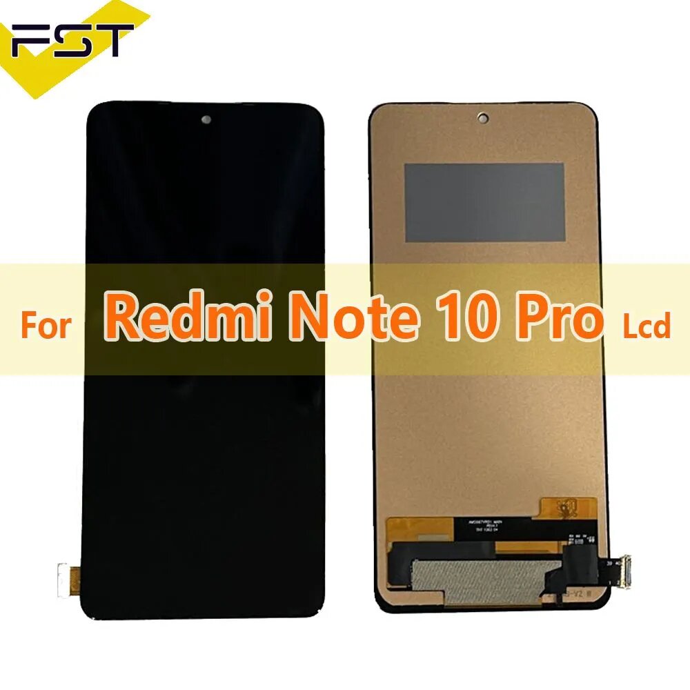 Дисплей для Redmi Note 10 Pro M2101K6G, M2101K6R с тачскрином черный, экран, дисплей с тачскрином