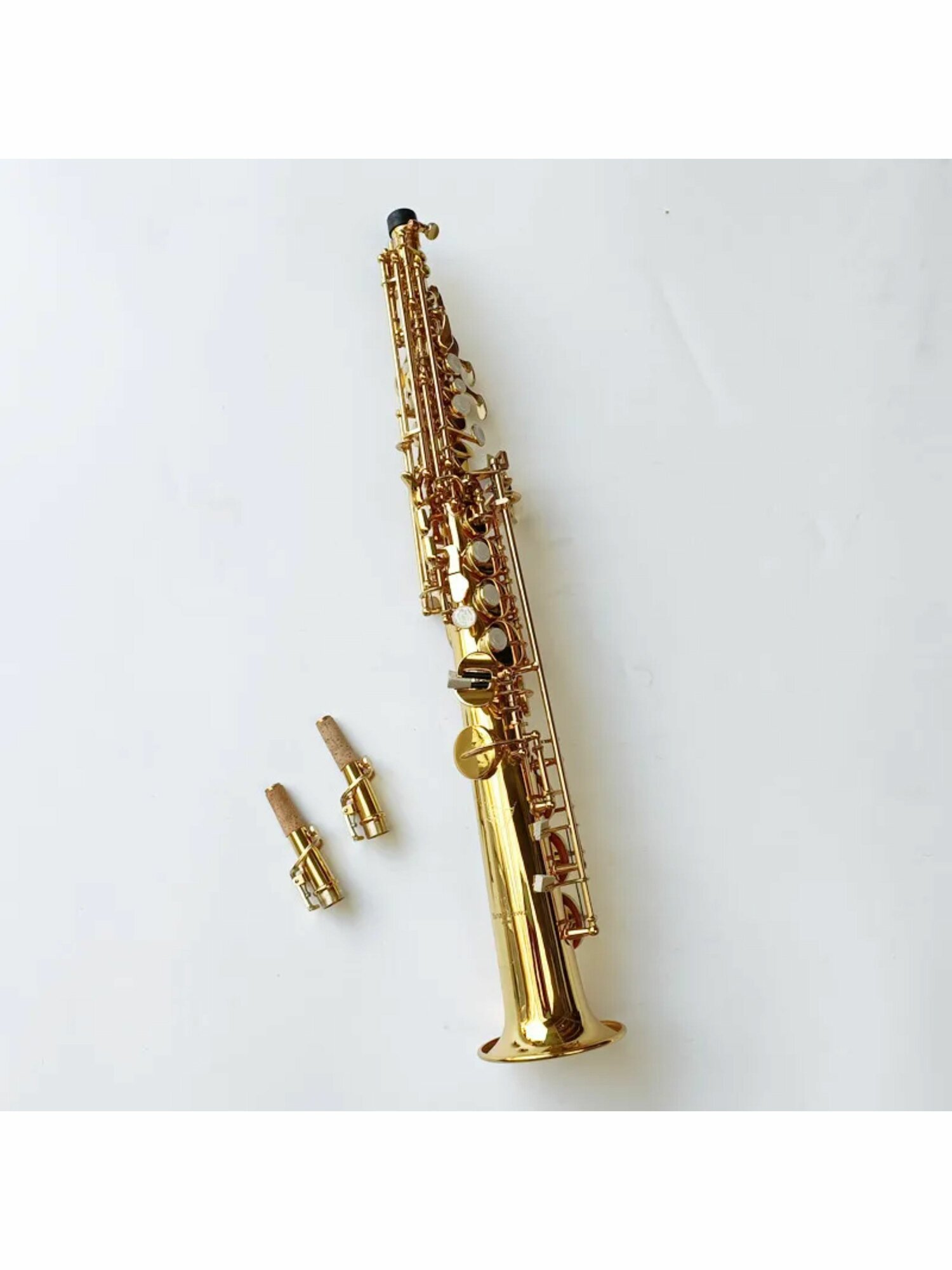 Высококачественный WO2 сопрано саксофон прямой Bb с золотым лаком, медные музыкальные инструменты с кейсом