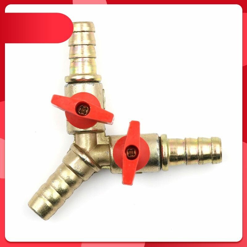 Трехходовой тройник, латунный Y-образный запорный шаровой кран, штуцер 3/8 дюйма, 10 мм, для топлива, газа, масла / хомут