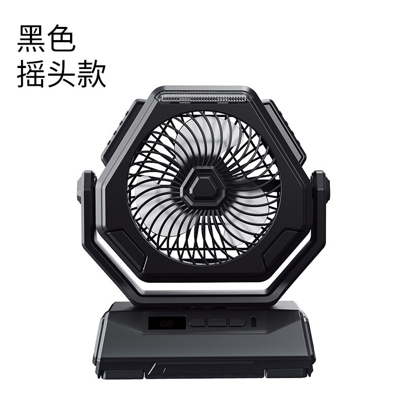 2026 Новая модель 100-скоростного высокоскоростного осциллирующего уличного вентилятора с 6inch режимами освещения, цифровым дисплеем и большой емкостью для кемпинга