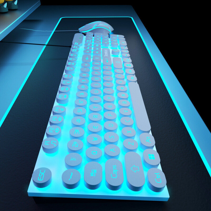 Универсальная проводная клавиатура и мышь для ноутбуков, светящаяся игровая клавиатура с механическим ощущением, проводная настольная клавиатура