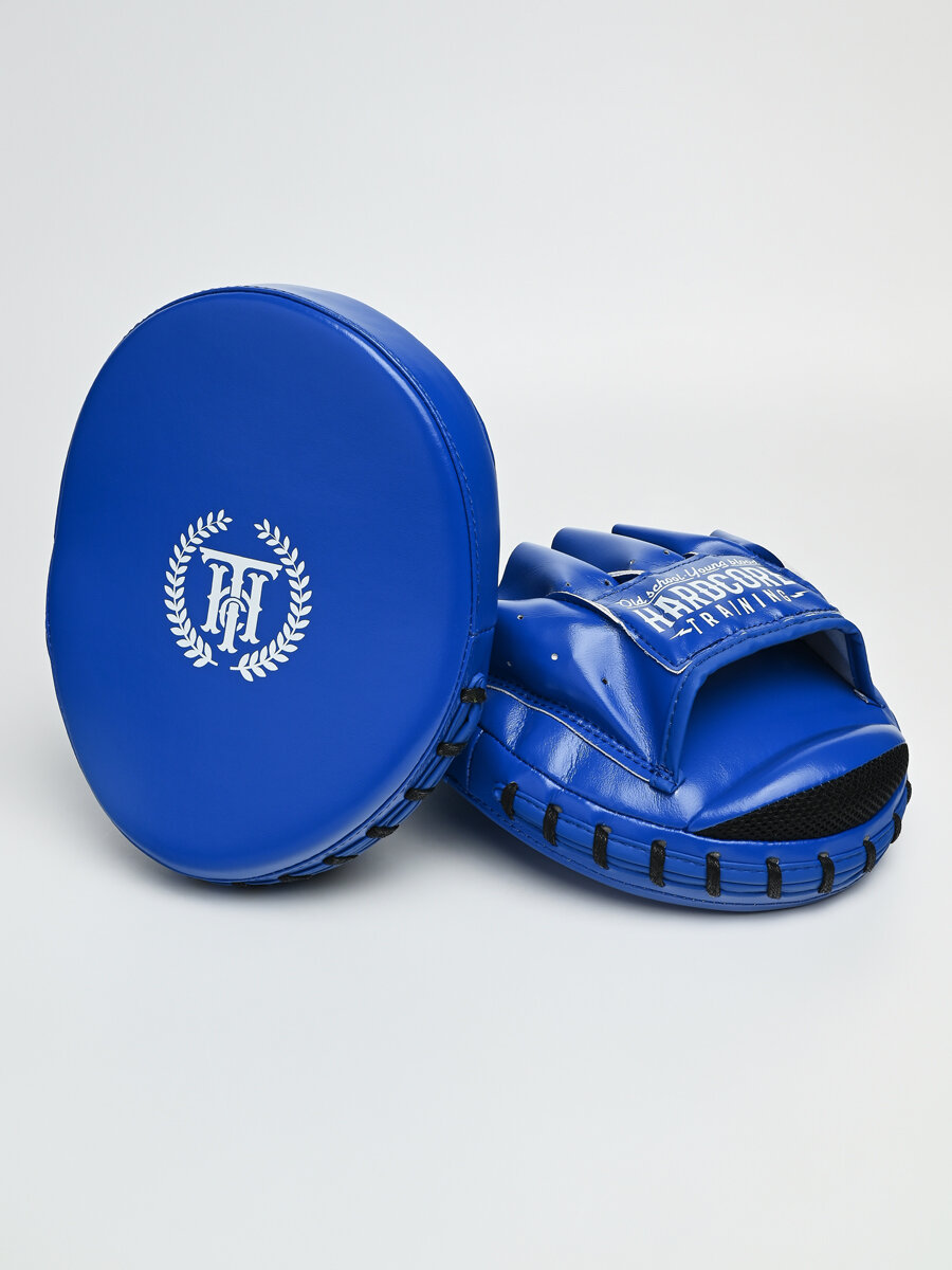 Боксерские лапы Hardcore Training Base Blue PU для тренеров синие