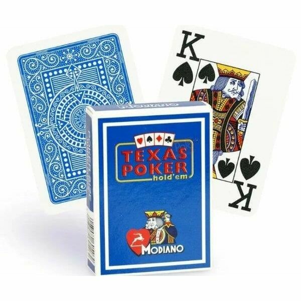 Карты "Modiano Texas Poker" 100% plastic 2 jumbo index blue 62230 Modiano
