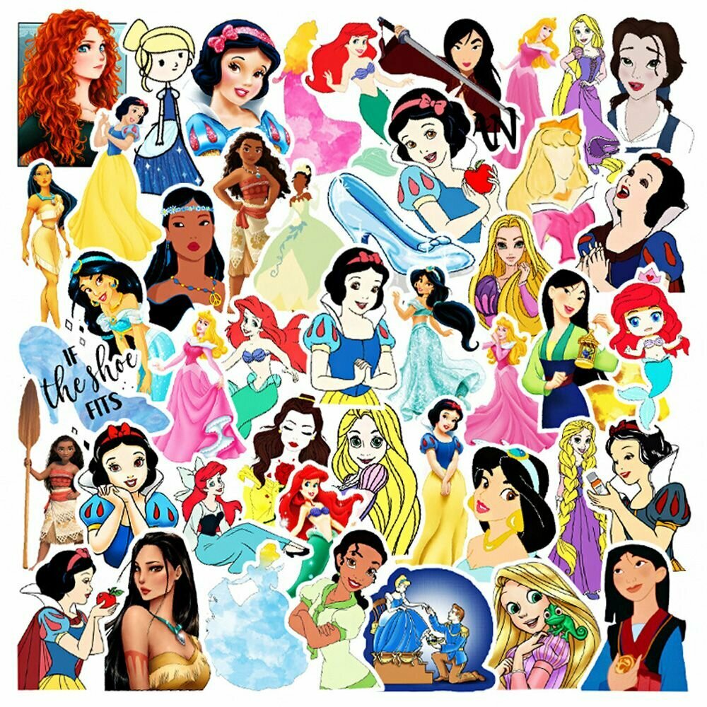 50 шт. Наклейки Принцессы Водостойкие виниловые наклейки для ноутбука и бутылки воды