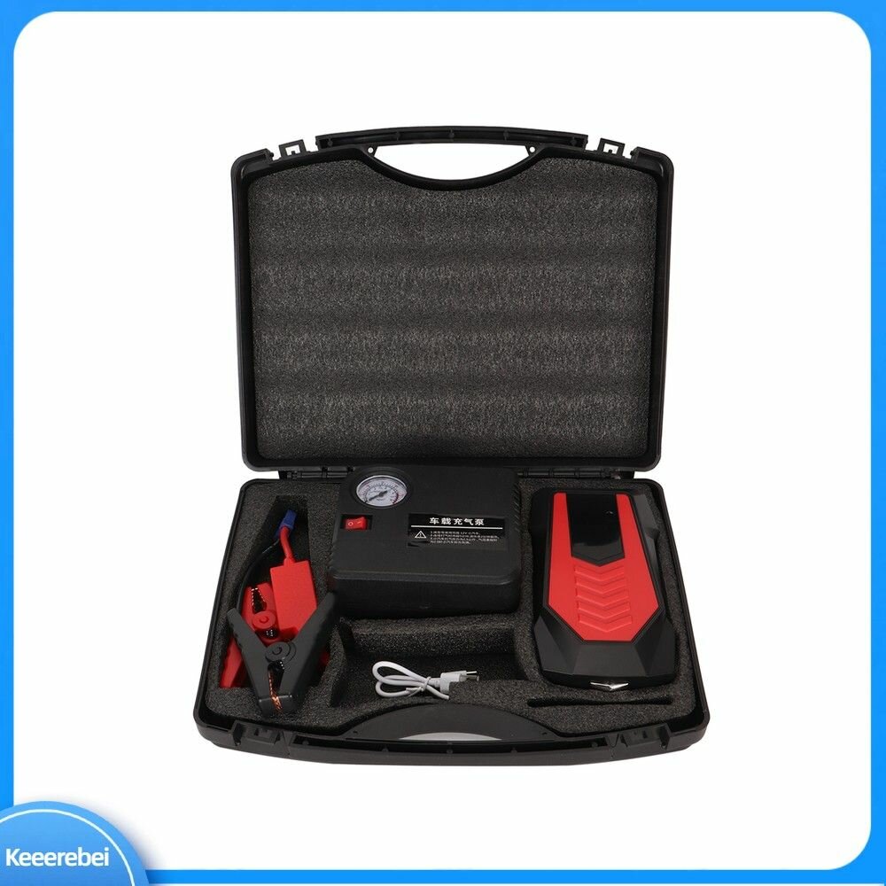 Автомобильный стартер с компрессором 1600A 12000 мАч, блок питания со светодиодной подсветкой и USB, 12В