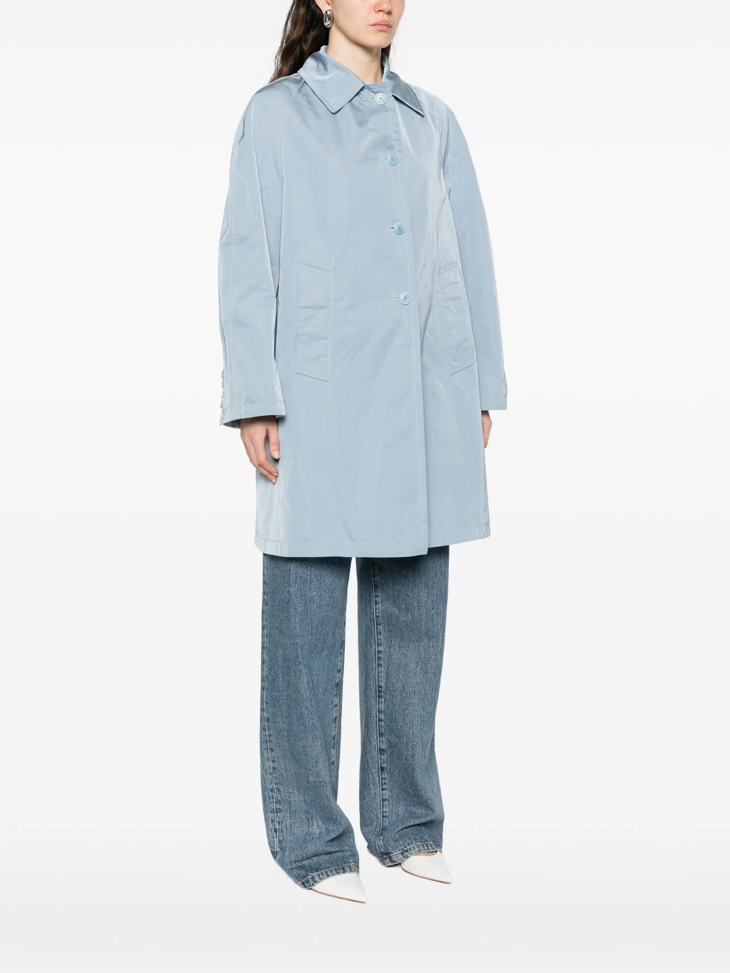 Пальто Ermanno Scervino Button-front collared single-breasted coat, размер 38, синий — фото 1