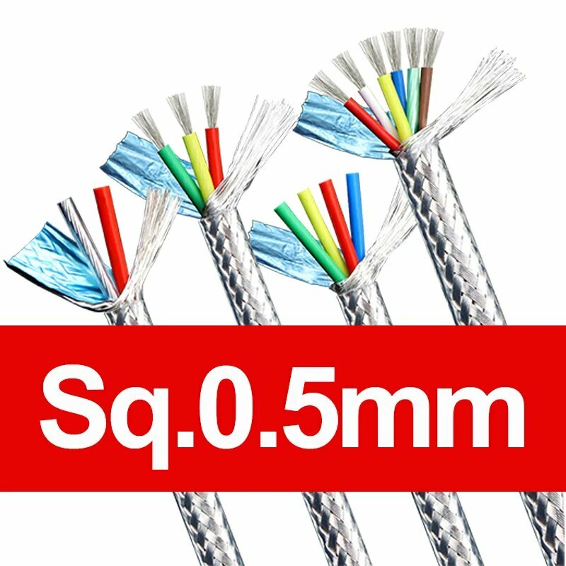 Прозрачный экранированный провод OFC PTFE 2-6 жил 2 Cores, Square 0.5 mm, 5 Meters