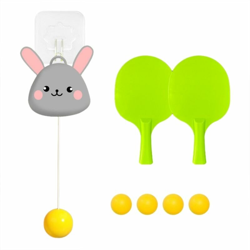 Настольный теннисный тренажер для дома, подвесной, интерактивная игра для родителей и детей, серый кролик