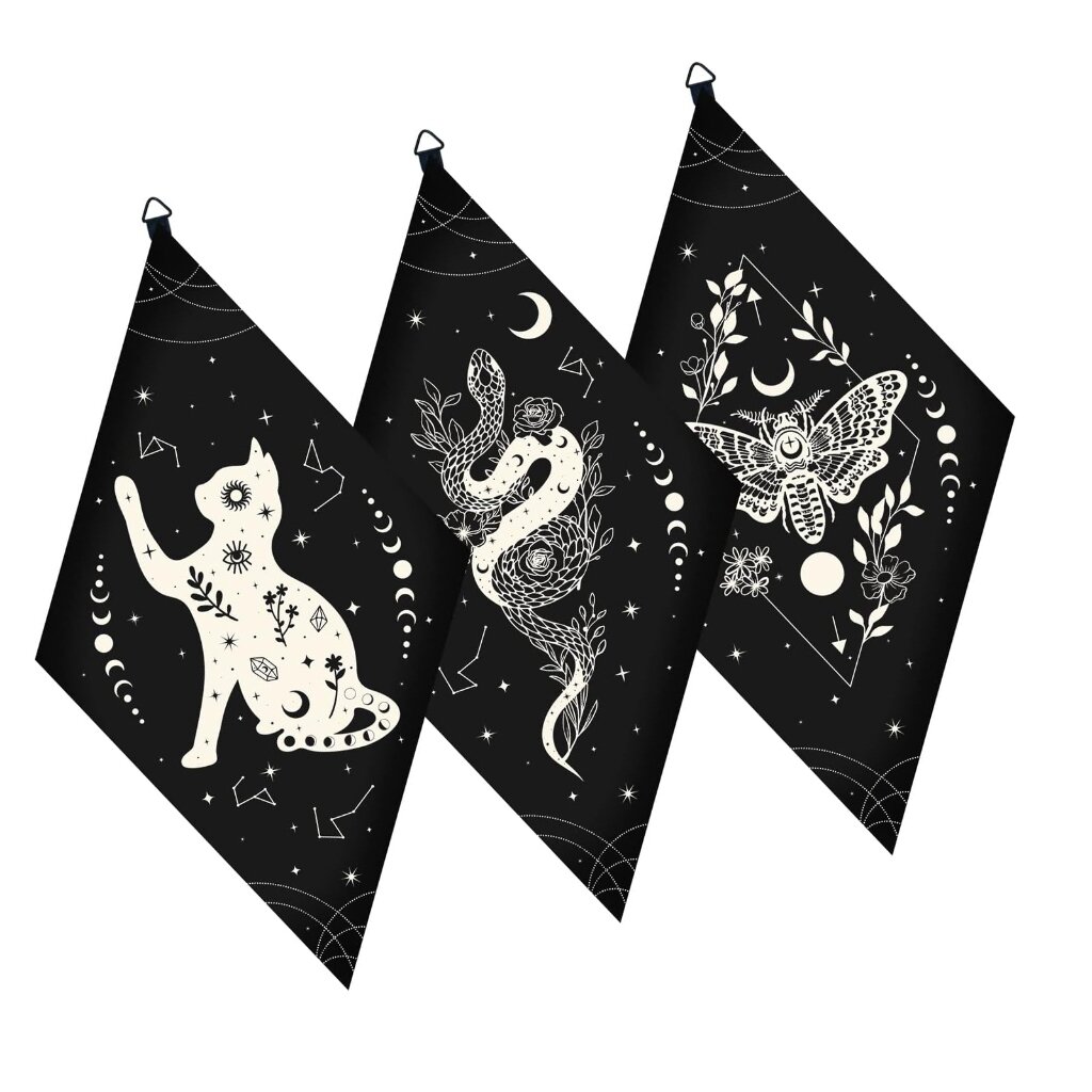 3шт Черная Деревянная Доска С Маятником, Гобелены, Орнамент, Кошки Таро, Змеи, Мотыльки, Узоры для Колдовских Декоров