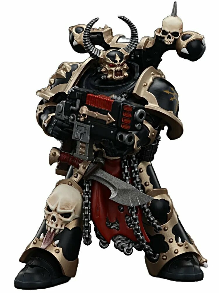 Подвижная фигурка JOYTOY Warhammer 40K 1/18 Chaos Space Marines Black Legion Chosen with Combi-melta and chainsword Подарок модели