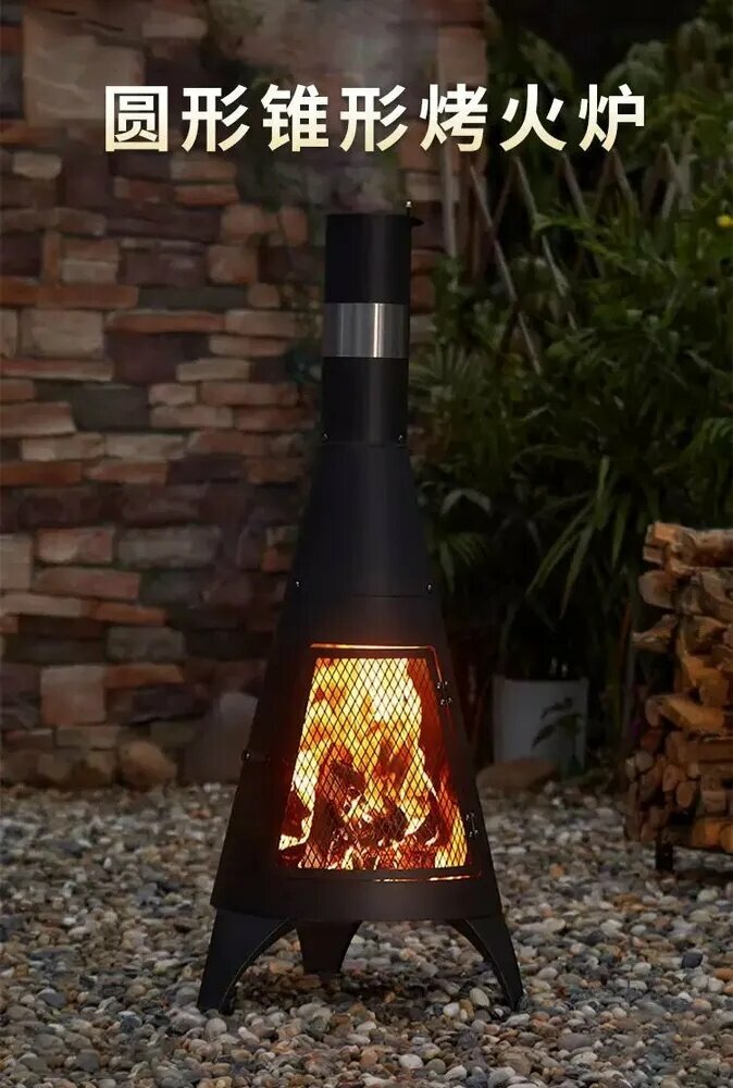 Уличный обогреватель на дровах Keyong, круглый очаг для дачи (48 см) с антикоррозийным покрытием, портативный камин для кемпинга