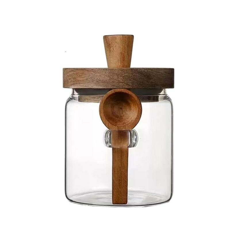 Прозрачная стеклянная банка для хранения кофе, 400ML