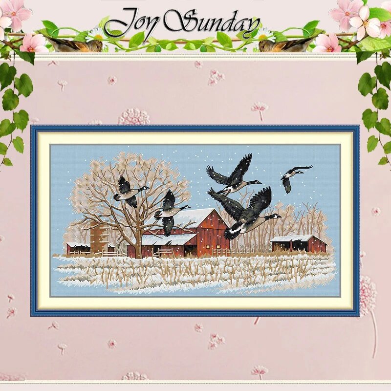 Набор для вышивки крестом Joy Sunday Зимние узоры, 14CT blank canvas