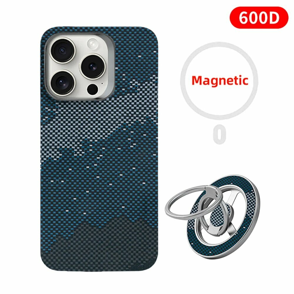 Арамиальный магнитный чехол из углеродного волокна для iphone 15 pro/iphone 15 pro max, тонкий кевларовый легкий чехол из ткани, тонкий жесткий свет Айфон 15 Про, Ocean Grip