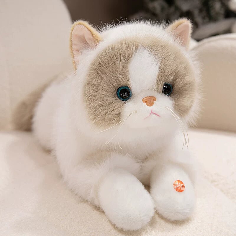 Мягкая игрушка-кот Рэгдолл с мурлыканьем, коричнево-белый цвет, высота 60 см, подарочная упаковка