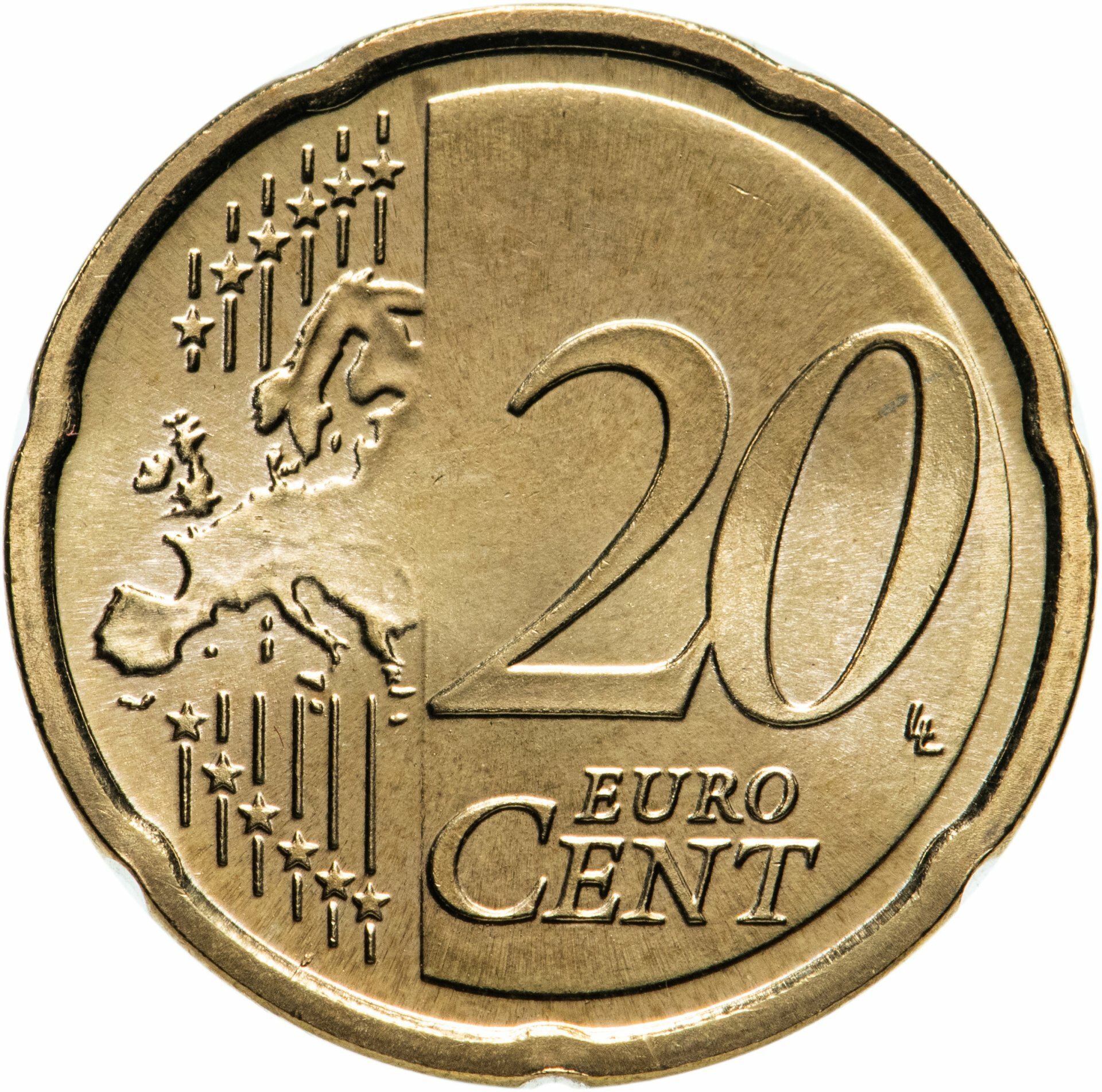 Германия 20 евроцентов 2010 двор J, Латунь, в сохранности UNC