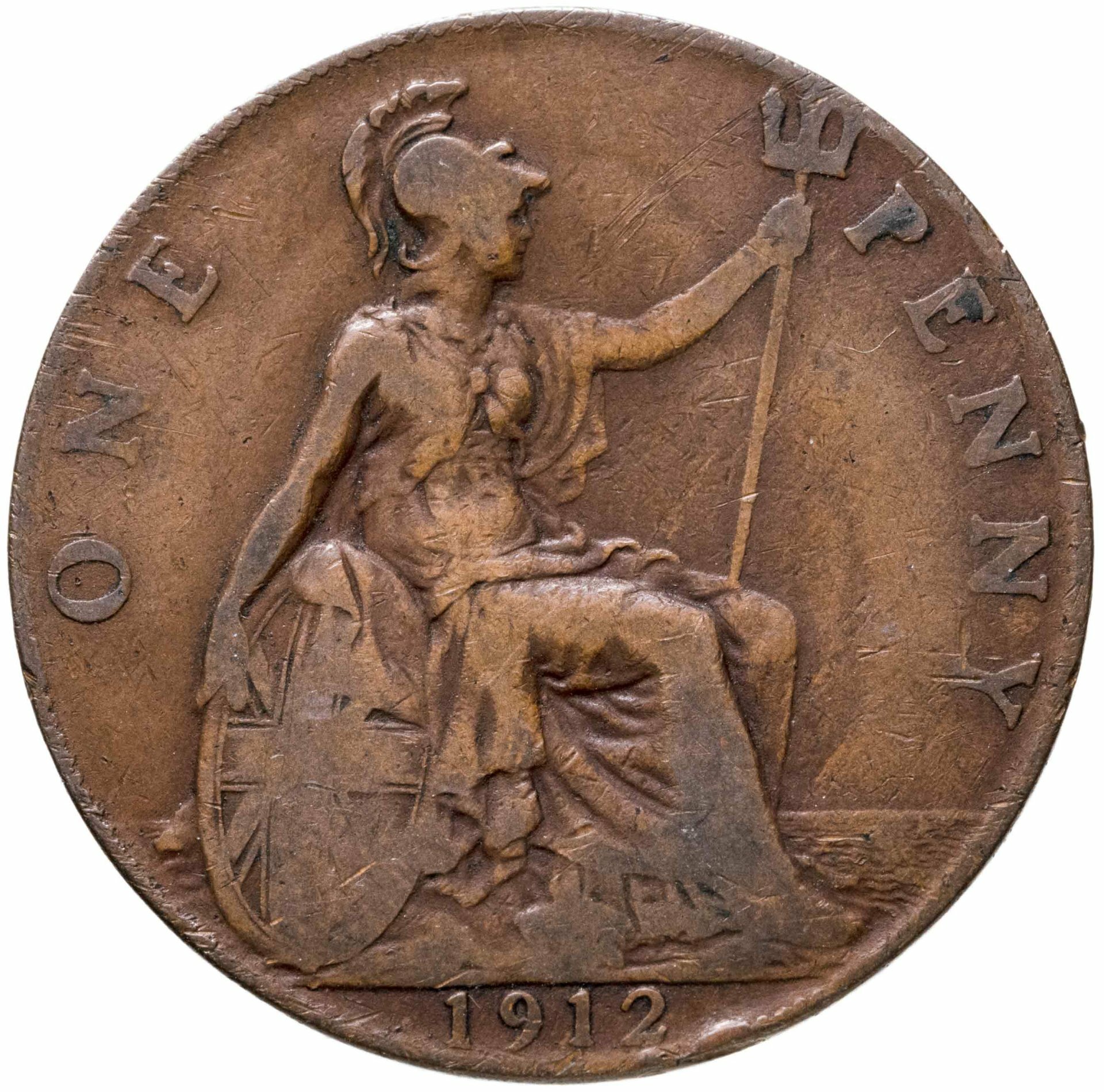 Великобритания 1 пенни penny 1912, Бронза, в сохранности VF