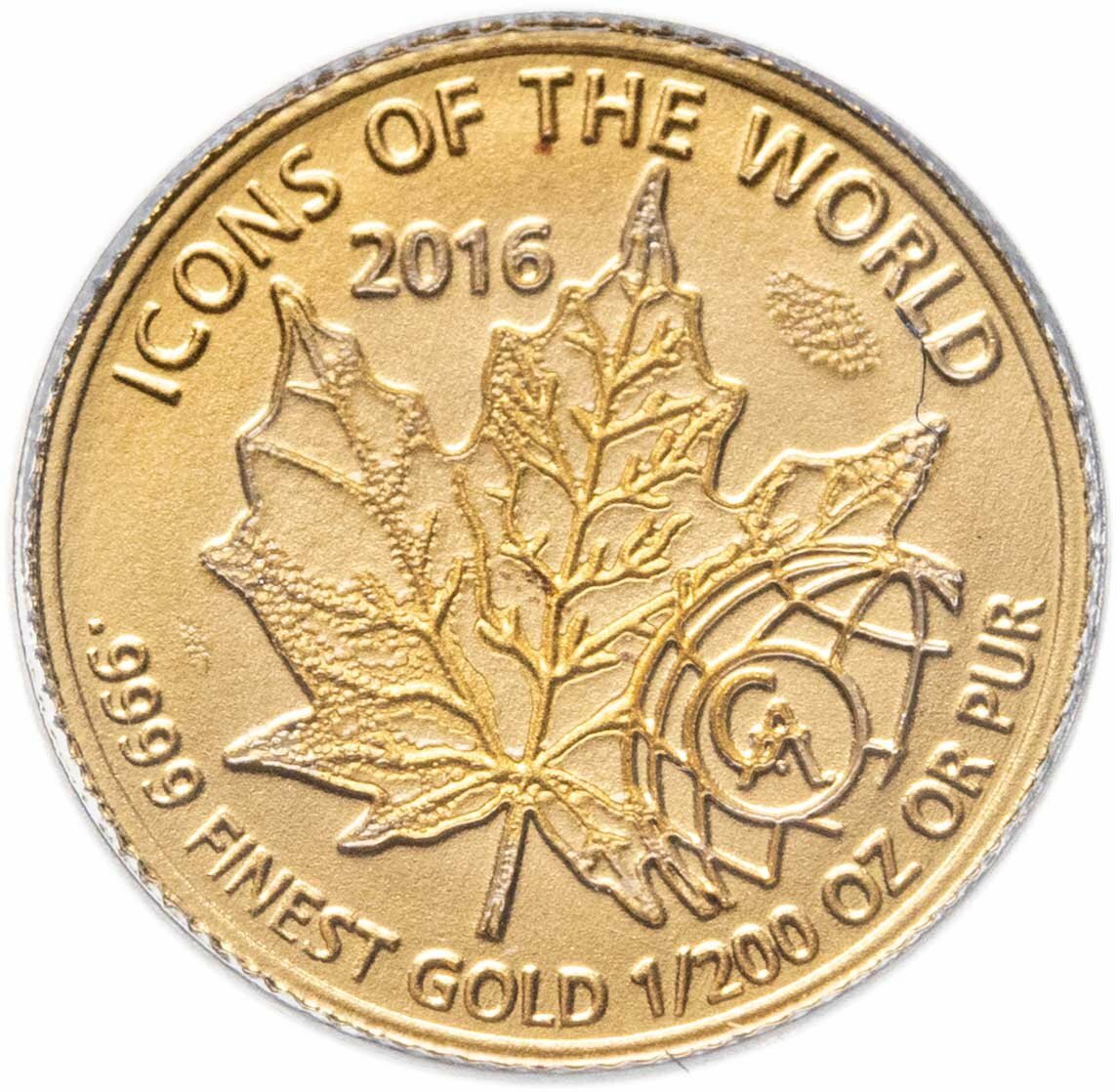 Руанда 10 франков 2016 Кленовый лист, Золото, в сохранности UNC