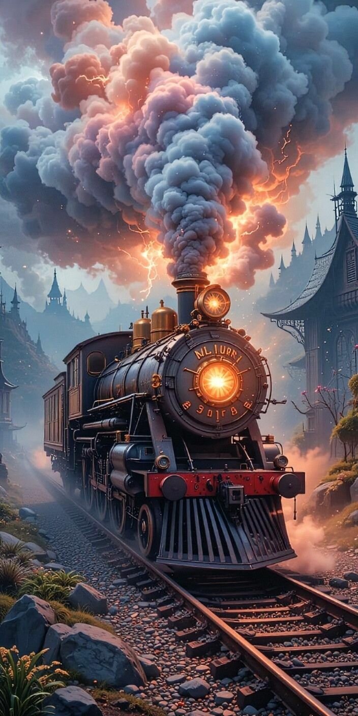 Алмазная живопись "Гарри Поттер: Хогвартс, поезд и замок", 5D, круглая, 40x50 см. Производитель: Boze Art.