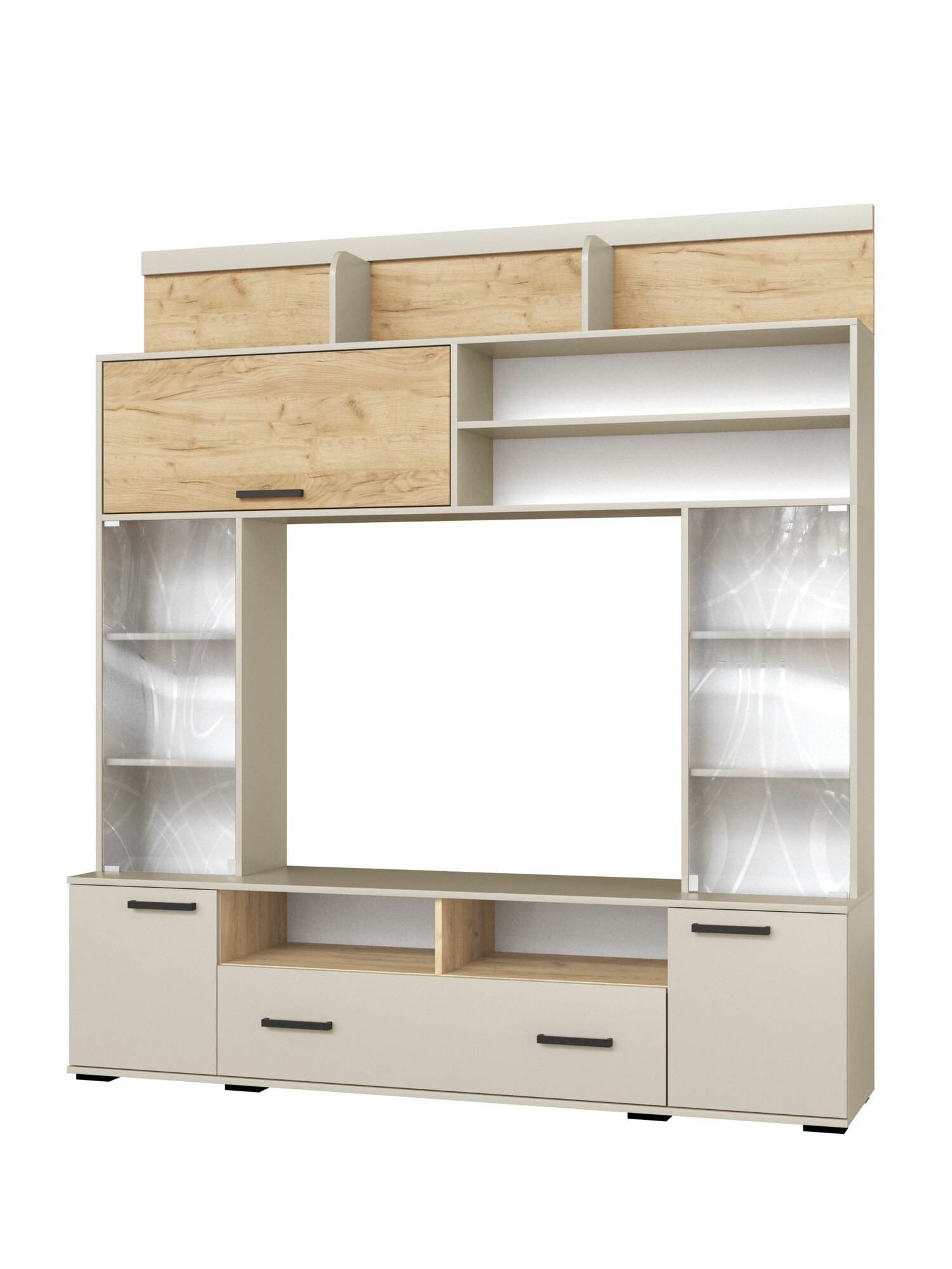 Гостиная Оскар-18 ОГЦС-2 2100х1900х430 ( кашемир/дуб крафт золотой) тэкс